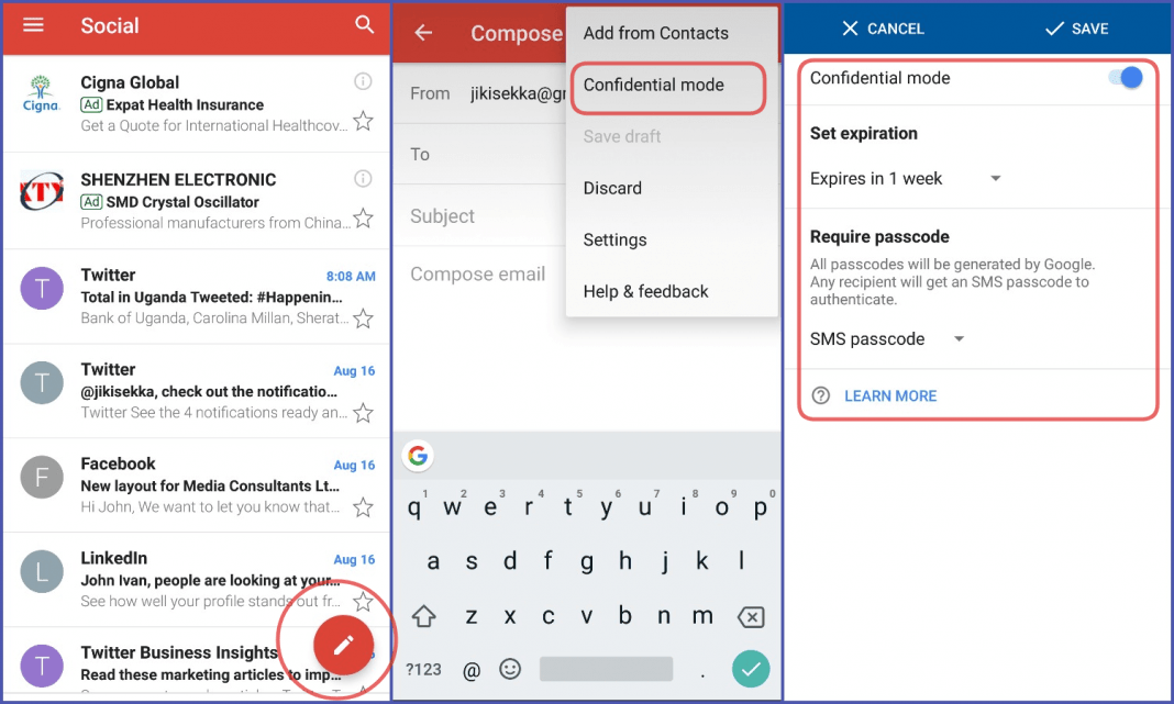 Gmail Confidential Mode now live on Gmail Android App